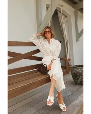 Splendid Eyelet Cropped Pants - White