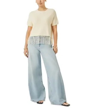 Splendid Short Sleeve Fringe Sweater - Daybreak