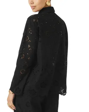 Splendid X @cellajaneblog Eyelet Button Front Shirt - Black