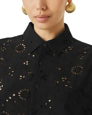 Splendid X @cellajaneblog Eyelet Button Front Shirt - Black