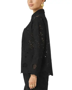Splendid X @cellajaneblog Eyelet Button Front Shirt - Black