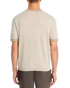 Theory Short Sleeve Silk Linen Crewneck Sweater - Silver Cloud