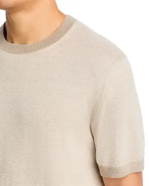 Theory Short Sleeve Silk Linen Crewneck Sweater - Silver Cloud