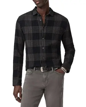 John Varvatos Luca Long Sleeve Button Placket Regular Fit Shirt - Black