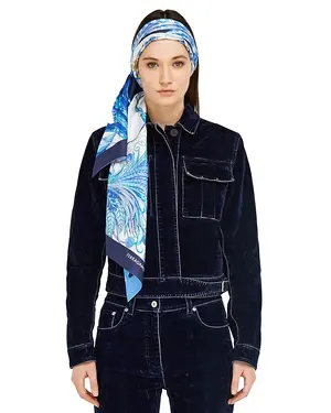 FERRAGAMO Avorio Silk Scarf Navy