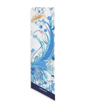 FERRAGAMO Avorio Silk Scarf - Navy