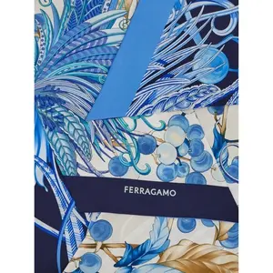 FERRAGAMO Avorio Silk Scarf - Navy