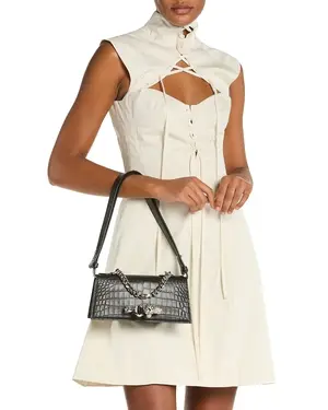 Alexander McQueen Small Croc-embossed Leather Handbag