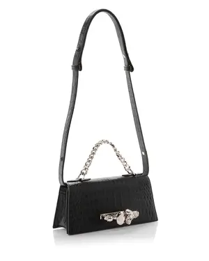 Alexander McQueen Small Croc-embossed Leather Handbag