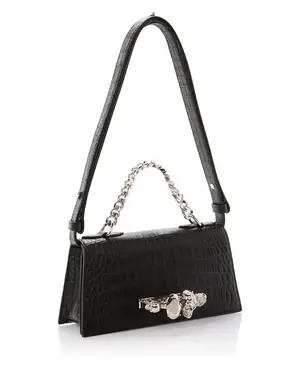 Alexander McQueen Small Croc-embossed Leather Handbag
