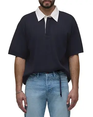 Hudson Jeans Contrast Collar Polo Shirt - Fleet
