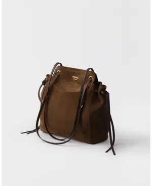 Prada Carry Medium Suede Tote Bag - Brown