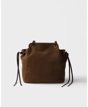 Prada Carry Medium Suede Tote Bag - Brown
