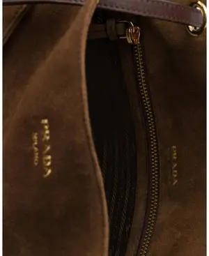 Prada Carry Medium Suede Tote Bag - Brown