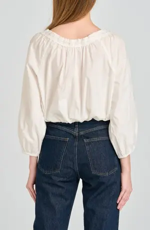 WAYF Lace Trimmed Cotton Top - Ivory