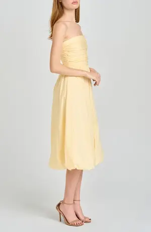 WAYF Katherine Bubble Hem Stretch Cotton Midi Dress - Yellow