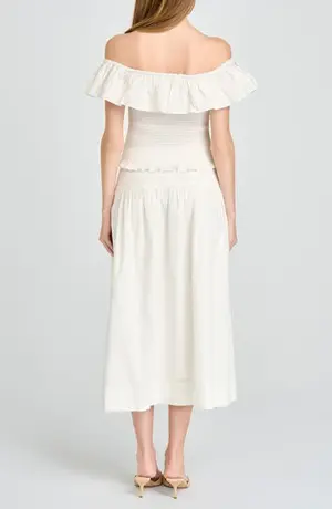 WAYF Stretch Cotton Midi Skirt