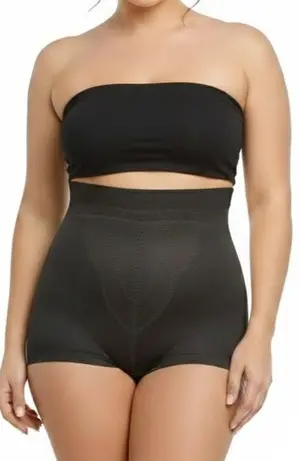 RAGO Medium Support High Waist Panty Brief With Tulip Front Panel Memory Compression Fabric - Black