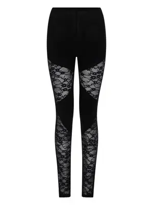 Nina Ricci Patchwork Leggings With Lace Inserts - Black