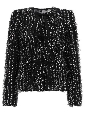 Nina Ricci Polka Dot Embroidered Jacket - Black