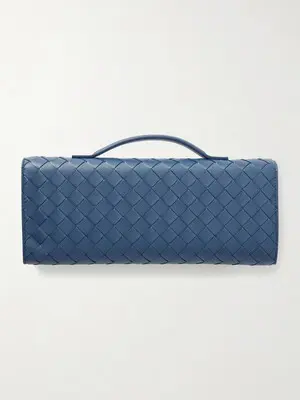 Bottega Veneta Andiamo Long Intrecciato Leather Clutch - Blue