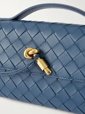 Bottega Veneta Andiamo Long Intrecciato Leather Clutch - Blue