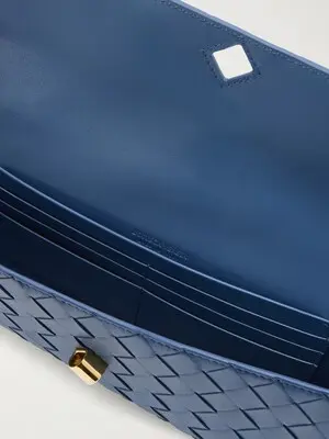 Bottega Veneta Andiamo Long Intrecciato Leather Clutch - Blue