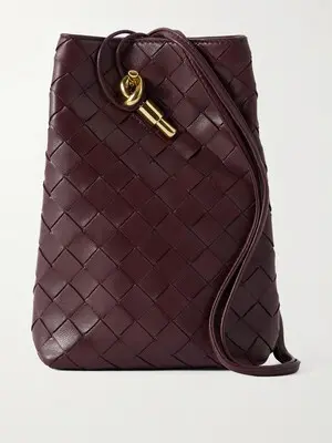Bottega Veneta Andiamo Intrecciato Leather Phone Pouch - Red