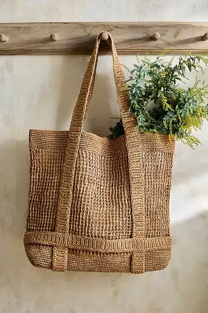TERRAIN Raffia Traveler Tote Bag - Brown