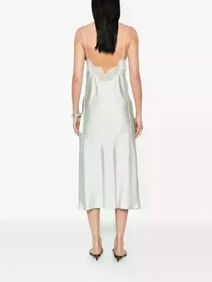 RÓHE Silk Lace-trim Slip Dress - Blue