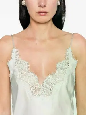 RÓHE Silk Lace-trim Slip Dress - Blue