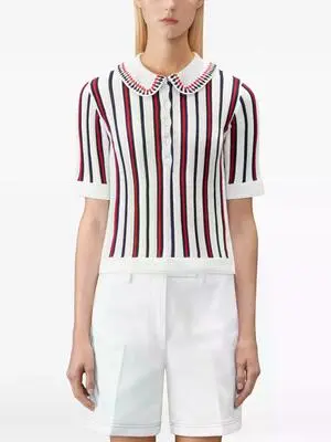 Thom Browne Striped Crochet-knit Polo Shirt