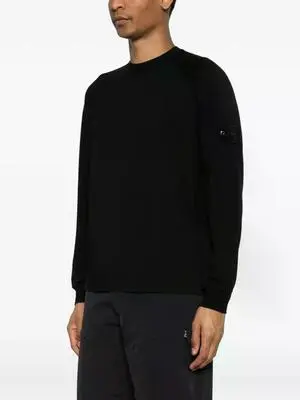 Stone Island Long-sleeved Logo-patch Sweatshirt - Black