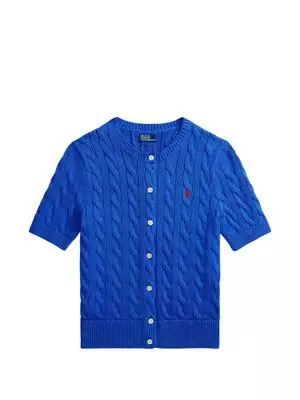 Polo Ralph Lauren Polo Pony Embroidered Cable-knit Cardigan - Blue