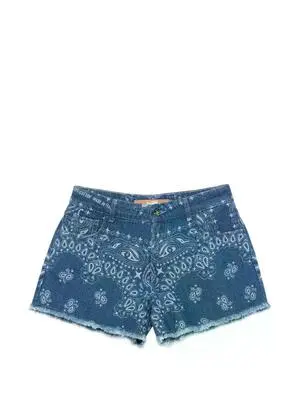 DON'T @ ME Paisley-print Denim Shorts