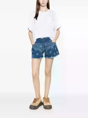 DON'T @ ME Paisley-print Denim Shorts