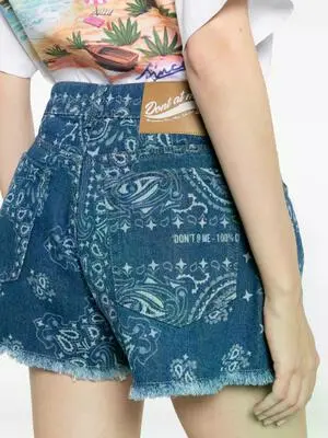 DON'T @ ME Paisley-print Denim Shorts