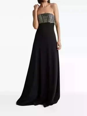 St. John Beaded Strapless Maxi Gown