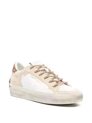 CRIME LONDON Glitter-embellished Leather Sneakers - Neutrals