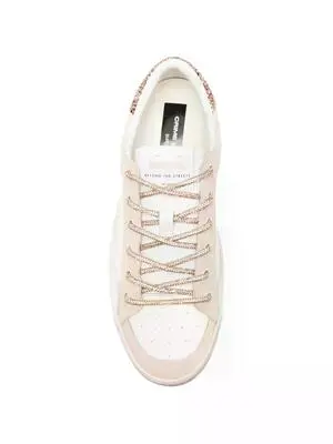 CRIME LONDON Glitter-embellished Leather Sneakers - Neutrals