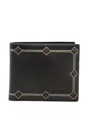 Etro Embroidered Leather Wallet - Black