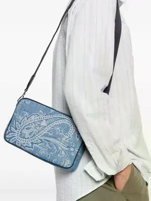 Etro Paisley Denim Messenger Bag - Blue