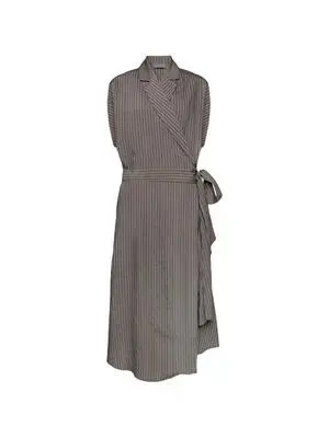 ELENA MIRÒ Striped Wrap Dress