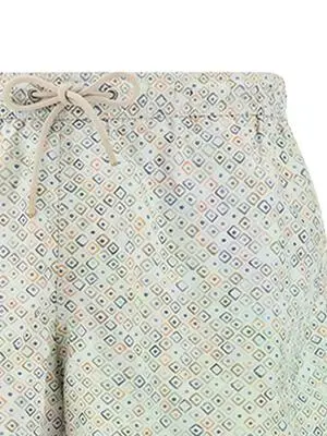 Paul & Shark Geometric Watercolor Print Swim Shorts - Neutrals