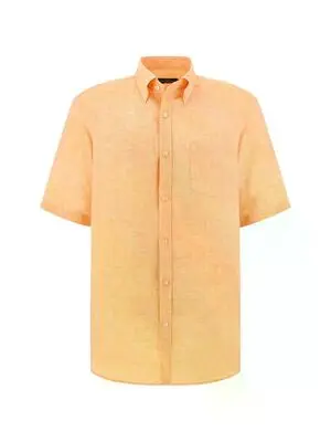 Paul & Shark Short Sleeve Linen Shirt - Orange