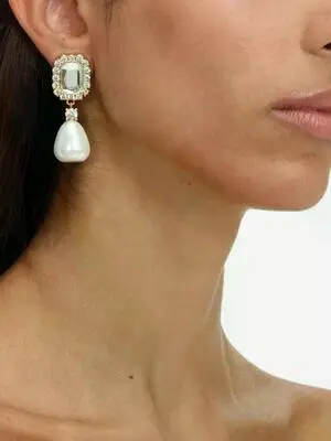 SELF-PORTRAIT Crystal Pearl Drop Earrings