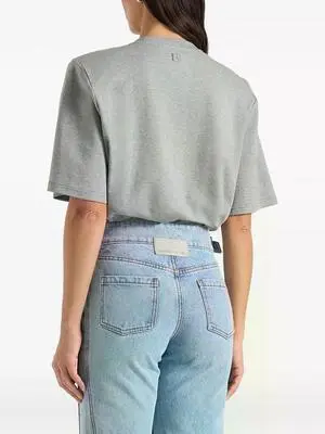 Manière De Voir Maniere De Voir Wide Shoulder Bodysuit T-shirt With Detachable Shoulder Pads - Grey