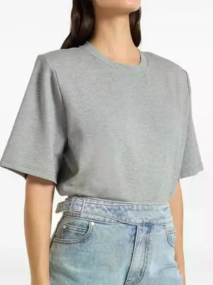 Manière De Voir Maniere De Voir Wide Shoulder Bodysuit T-shirt With Detachable Shoulder Pads - Grey