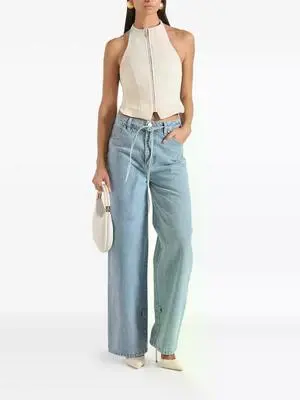 Manière De Voir Halterneck Backless Top In Cream Twill