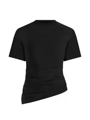 Manière De Voir Asymmetrical Ruched Cotton T-shirt - Black